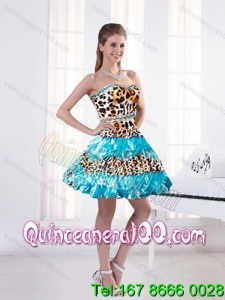 2015 Luxurious Aqua Blue Leopard Printed Sweetheart Aqua Blue ...